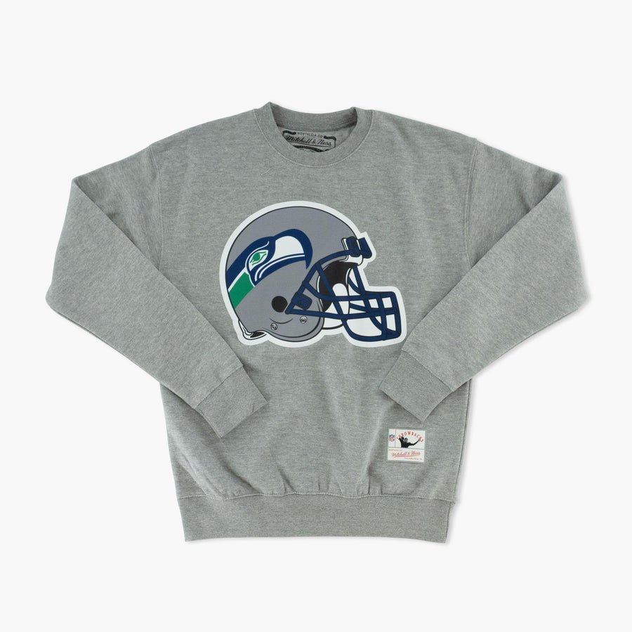 Seattle Seahawks Throwback Helmet Logo Grey Crewneck – Simply Seattle